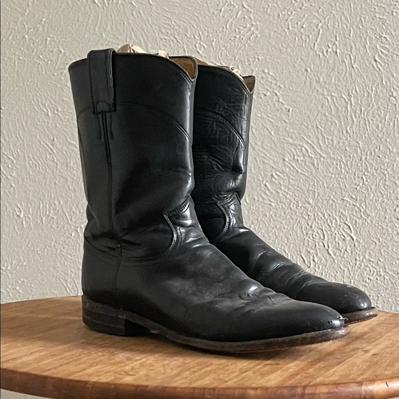 Justin Boots | Shoes | Mens Justin Roper Boots Size 85d Black Genuine ...